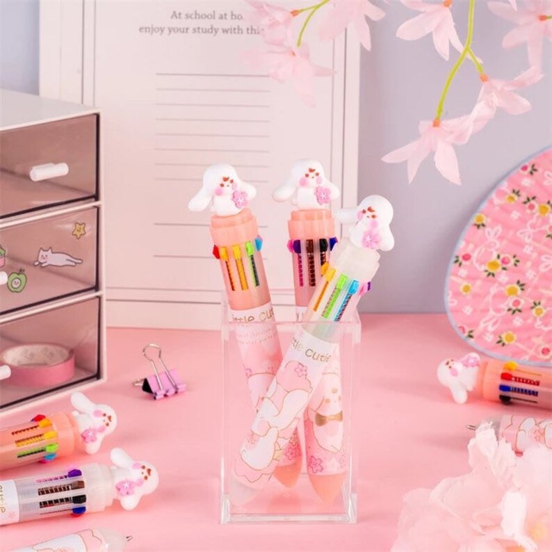 10 Colors in 1 Kawaii Rabbit Cartoon Ballpoint Pen 0.5mm - Etsy