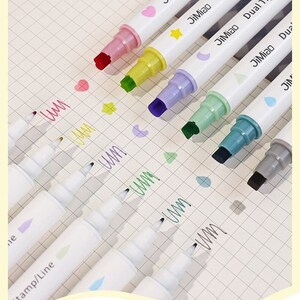 6 Pcs/lot Dual Tip Stamp Marker Pens Set Multi Color Line - Etsy