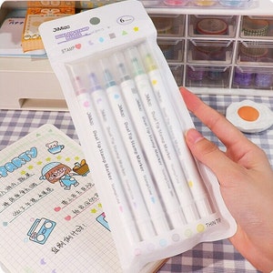 6 Pcs/lot Dual Tip Stamp Marker Pens Set Multi Color Line - Etsy
