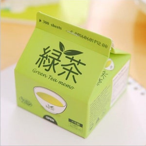 300 Sheets Kawaii Milk Green Tea Box Paperlaria Memo Pad - Etsy