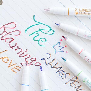 6 Pcs/set 2 Lines Pen Double Line Pen Water Ink Color 0.5mm 2 Colors in ...