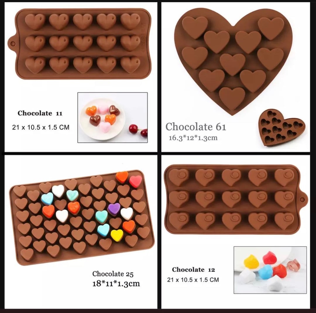 3D Heart Shape Chocolate Molds Heart Molds for Baking, Jelly, Candy ...