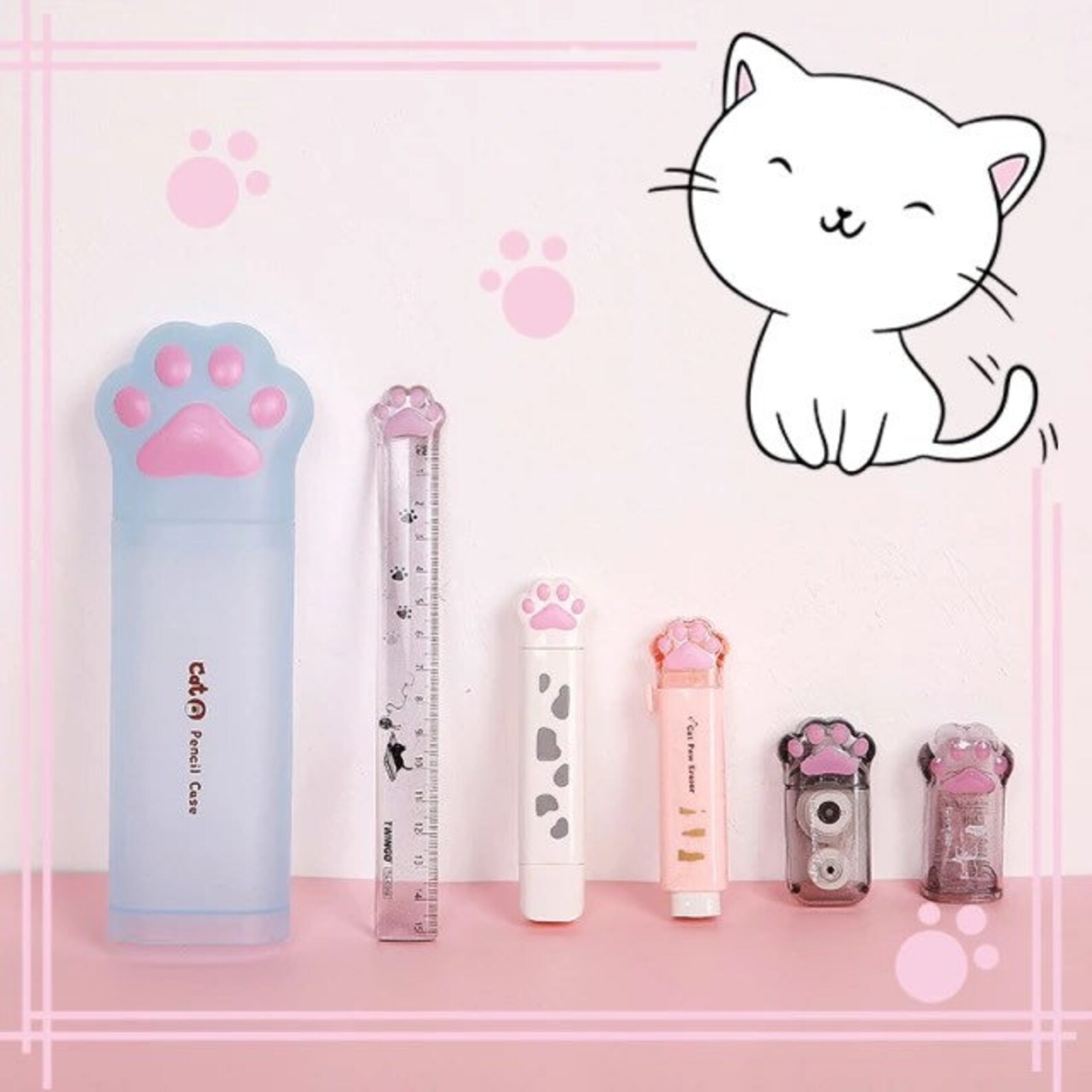 6 Pcs Adorable Cat Paw Stationery Set Kawaii Cat Claw Pen - Etsy