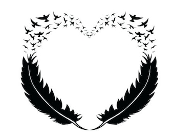 Feather Heart Svg | Etsy