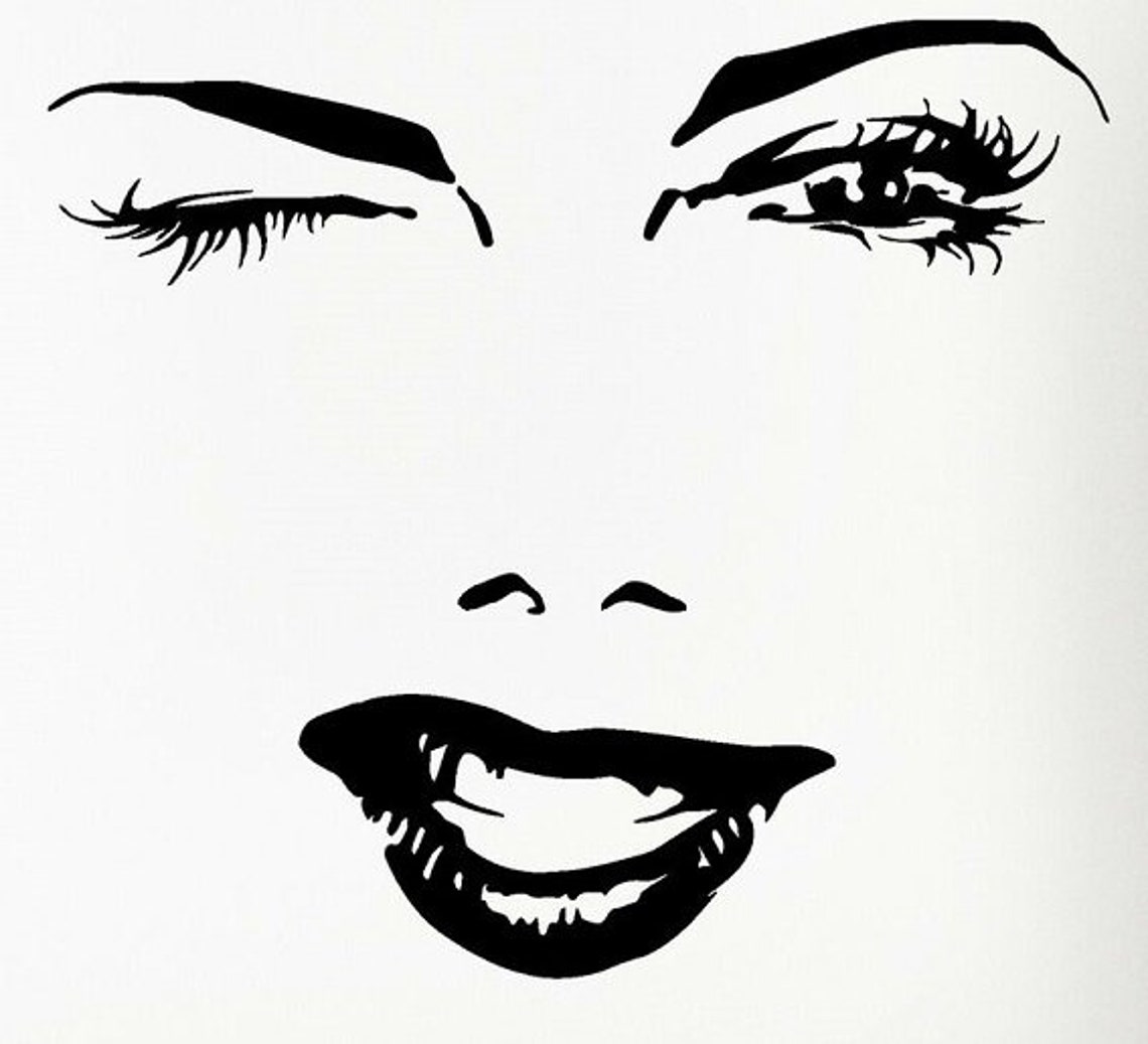 Woman Face Winking Wink Wall Art Svg Vector Machine Design Etsy