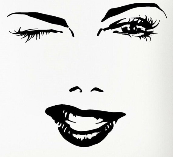 Woman Face Winking Wink Wall Art Svg Vector Machine Design Etsy
