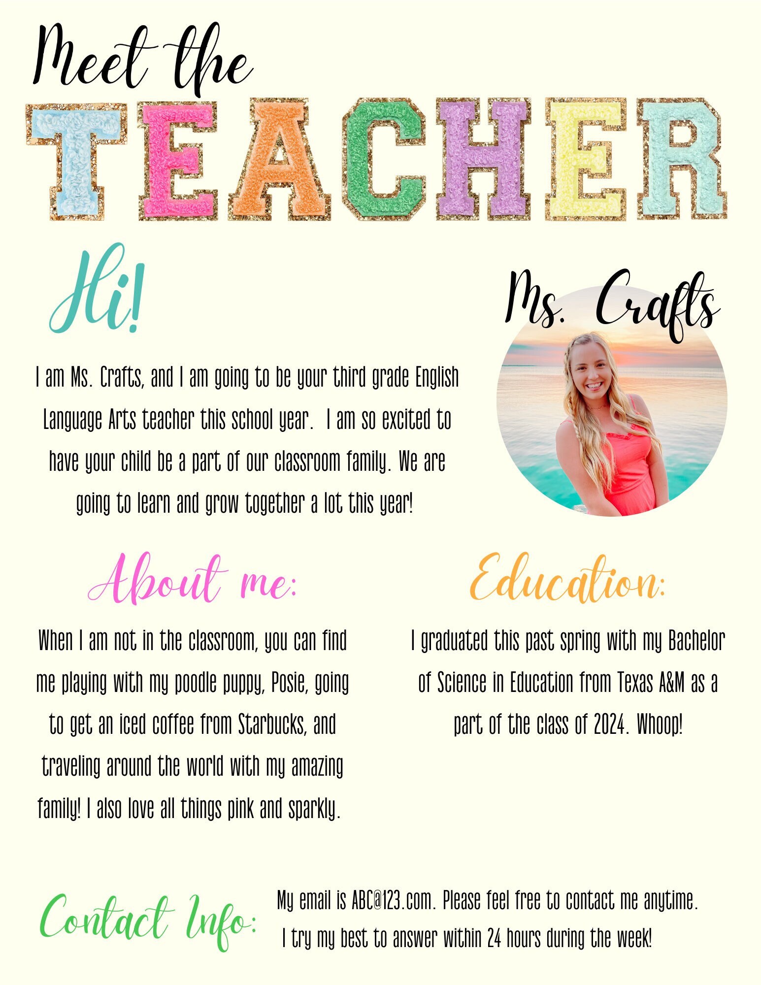 Editable Canva Meet the Teacher Template Fun Bright & - Etsy Canada