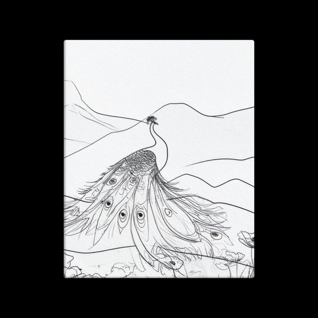 Altadena Peacocks and Poppies Line Art on Canvas - Etsy