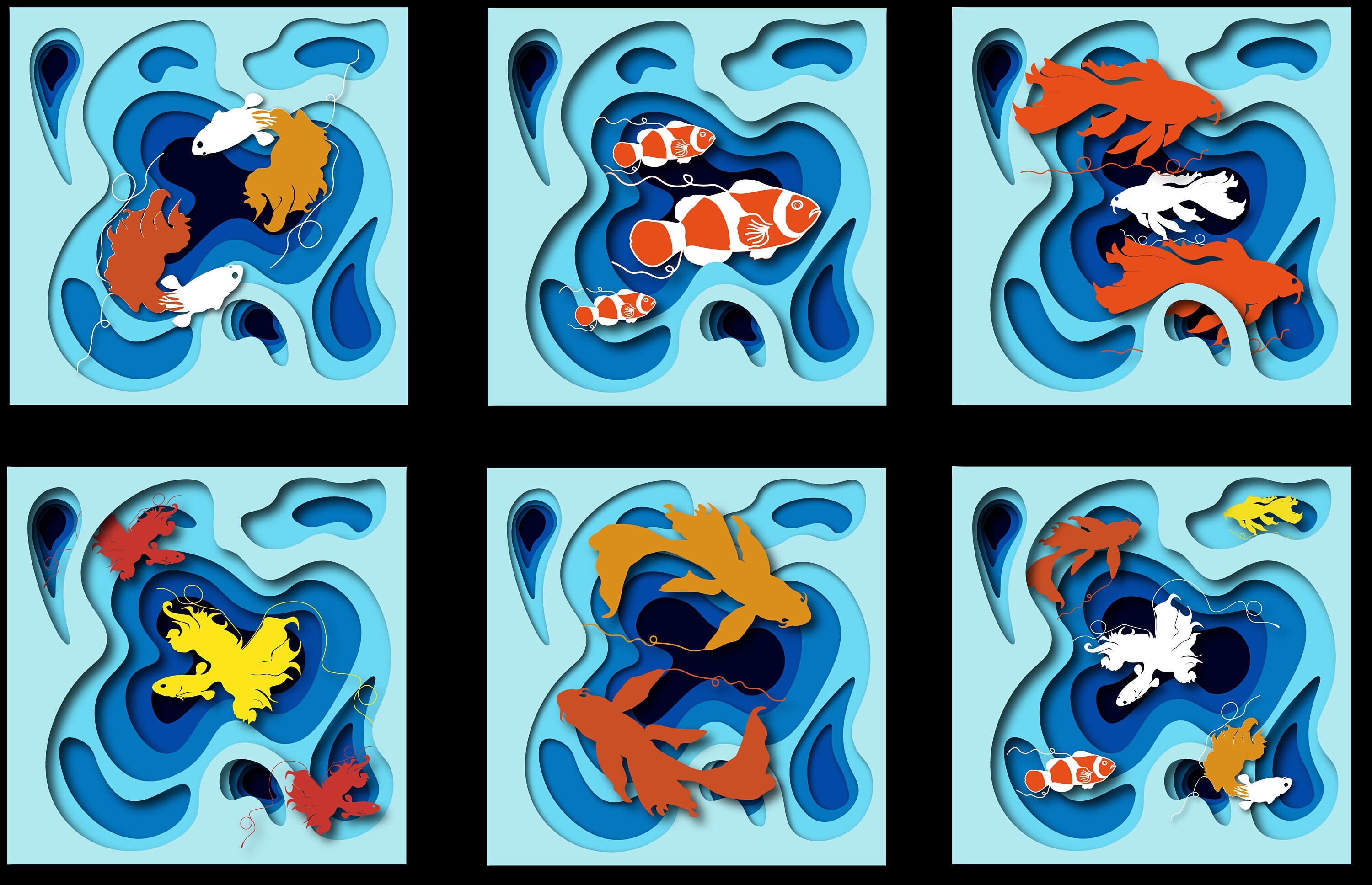 Koi Fish Svg/koi Fish Multilayer Svg/layer Svg/laser Cut - Etsy