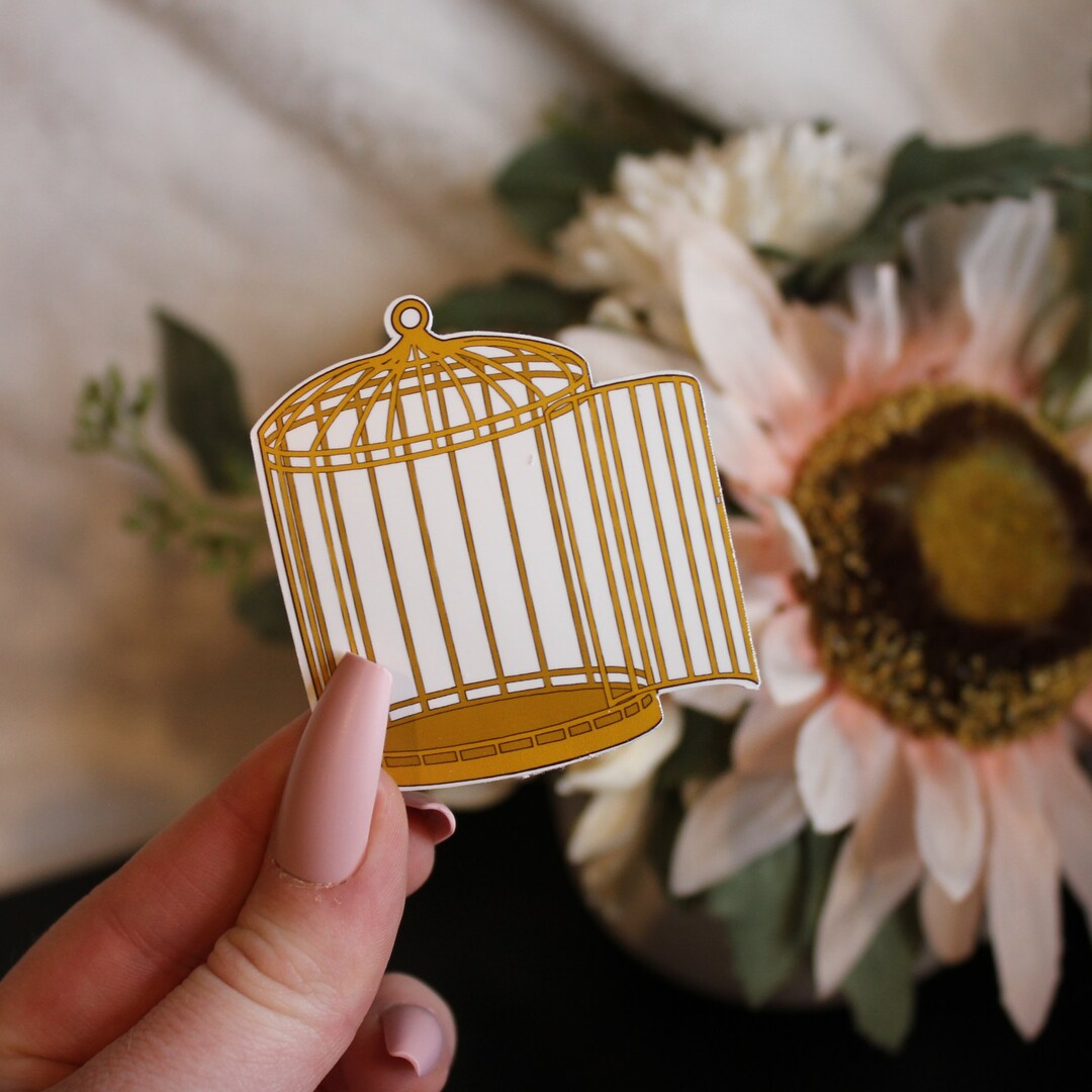 Golden Open Cage Vinyl Sticker - Etsy