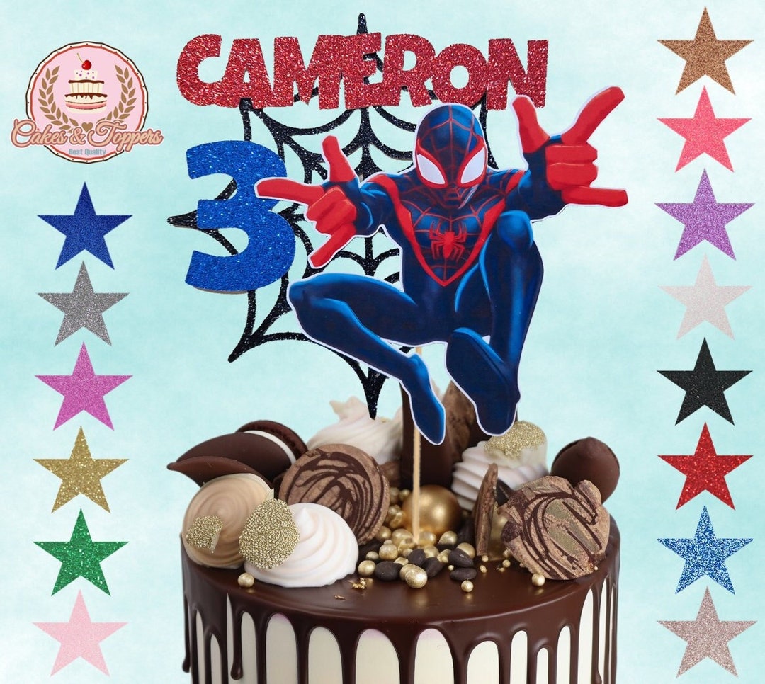 Spider-man Cake Topper Glitter / Card Custom Personalised Any Name Any ...