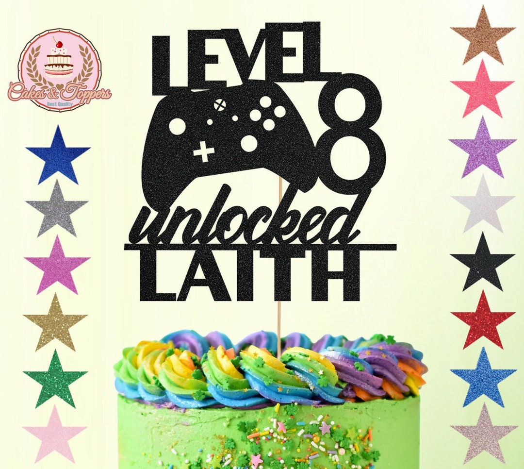 Game Controller Unlocked Happy Birthday Glitter Cake Topper Xbox ...