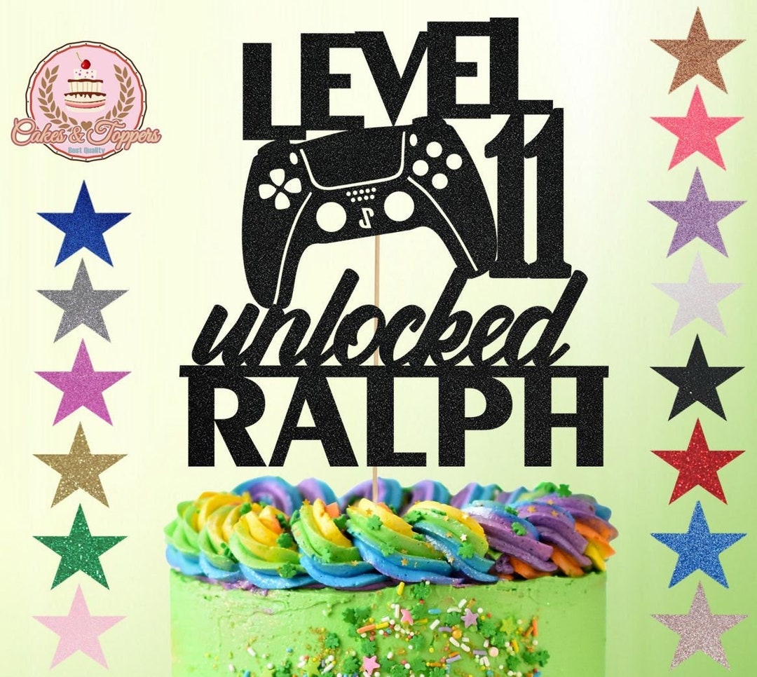 PS5 Level Unlocked Playstation , Game, Glitter Cake Topper Any Name Any ...