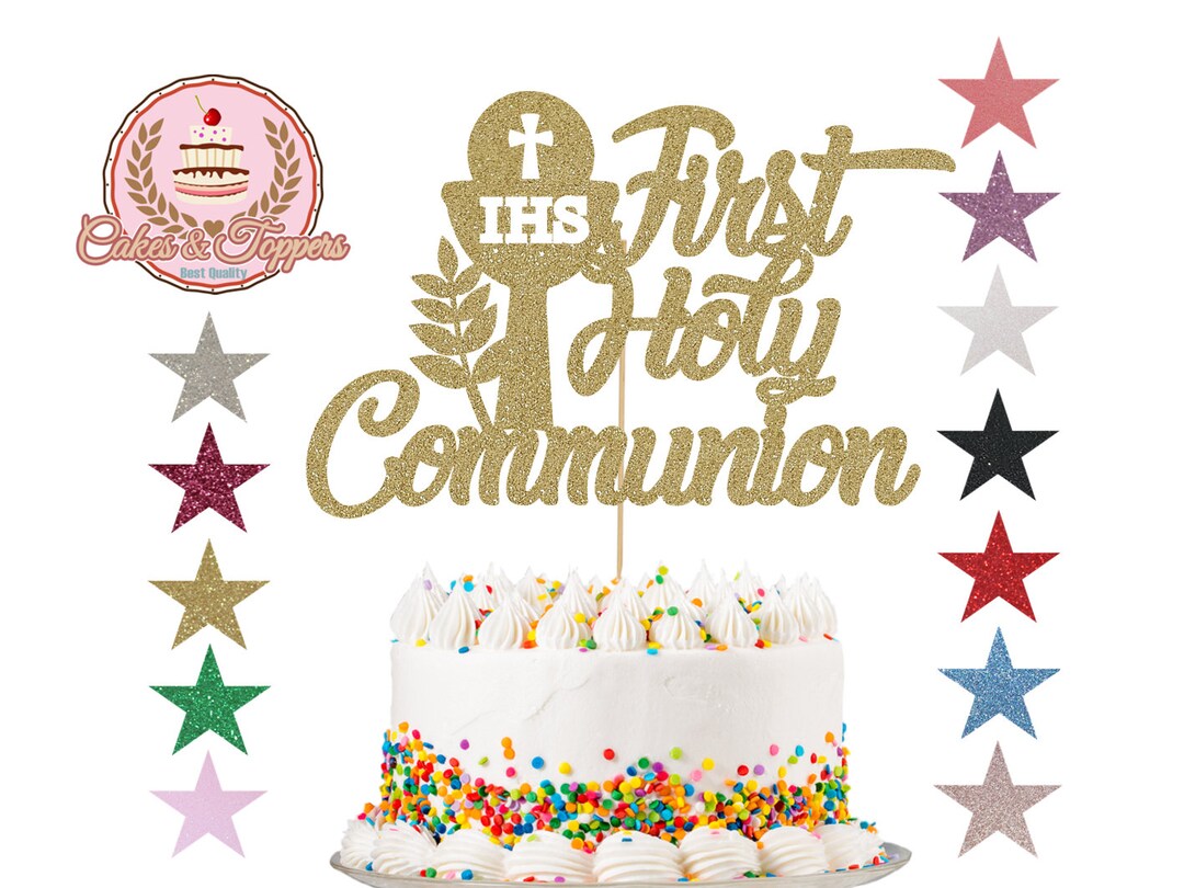 First Holy Communion, Glitter Cake Topper - Etsy