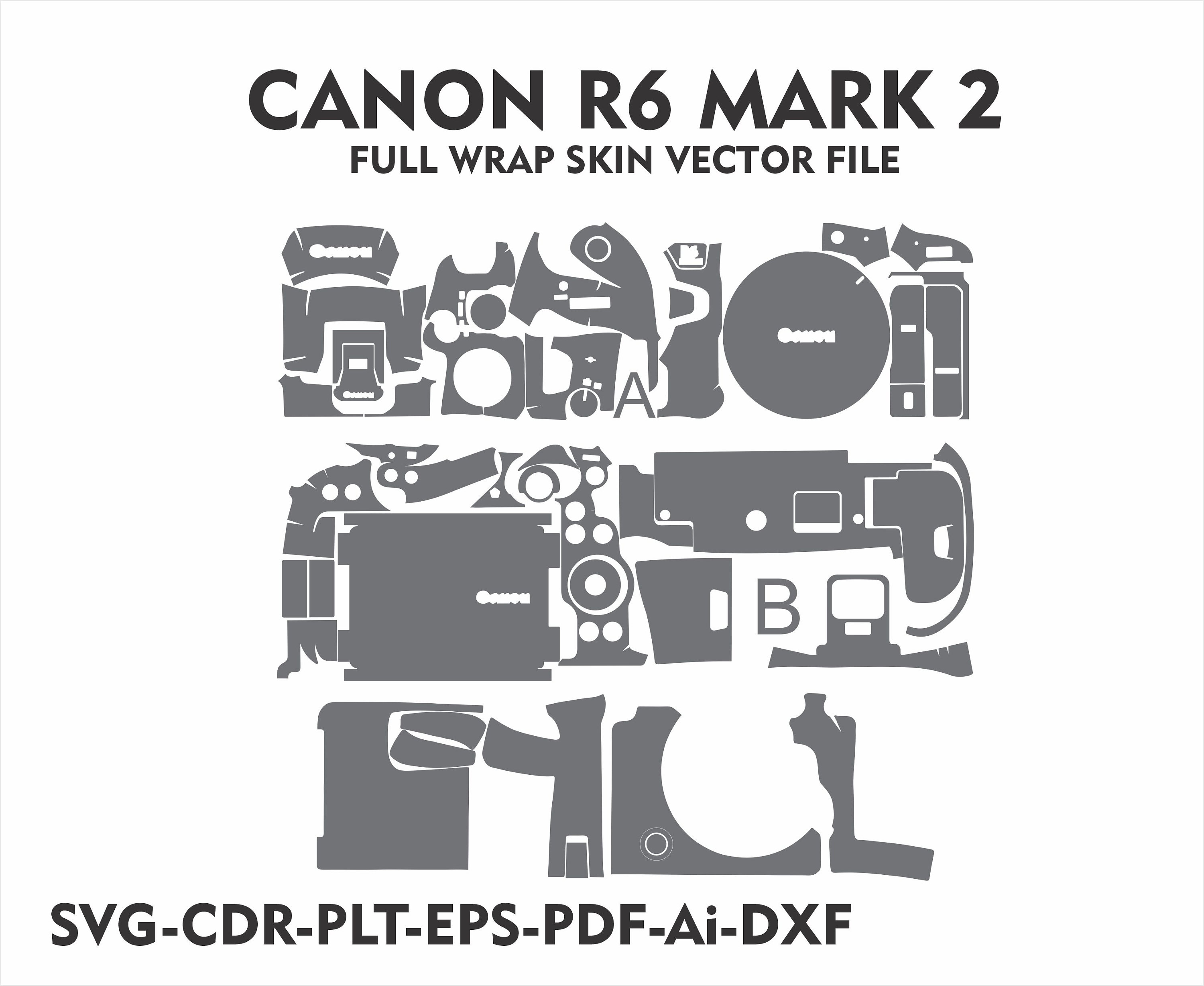 Canon R6 Mark2 Skin Template Vector File Skin Layout Skin Die Cut - Etsy
