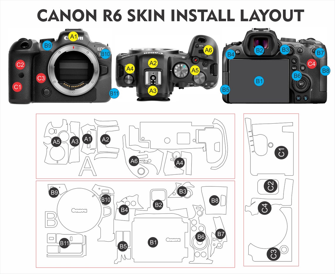 Canon R6 Skin Template Vector File Skin Layout Skin Die Cut - Etsy