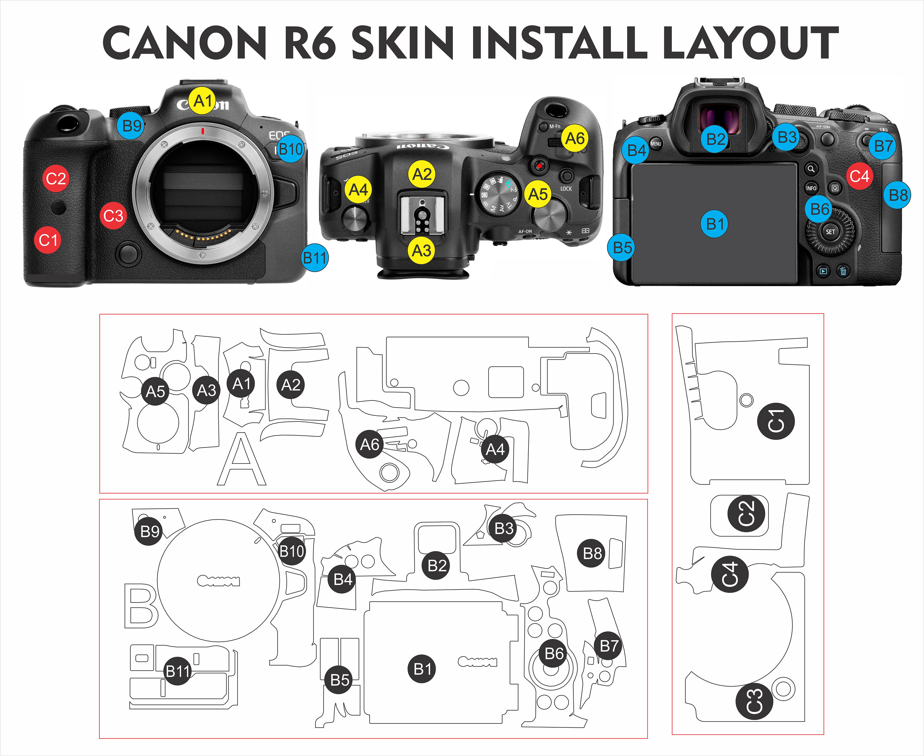 Canon R6 Skin Template Vector File Skin Layout Skin Die Cut - Etsy
