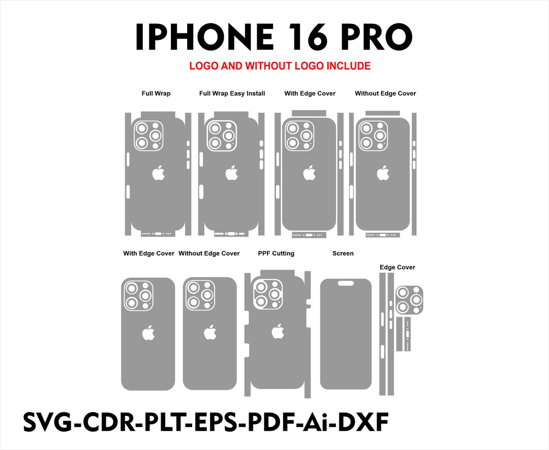 IPhone 16 Pro Skin Vector Skin Template File Skin Die Cuts Digital ...