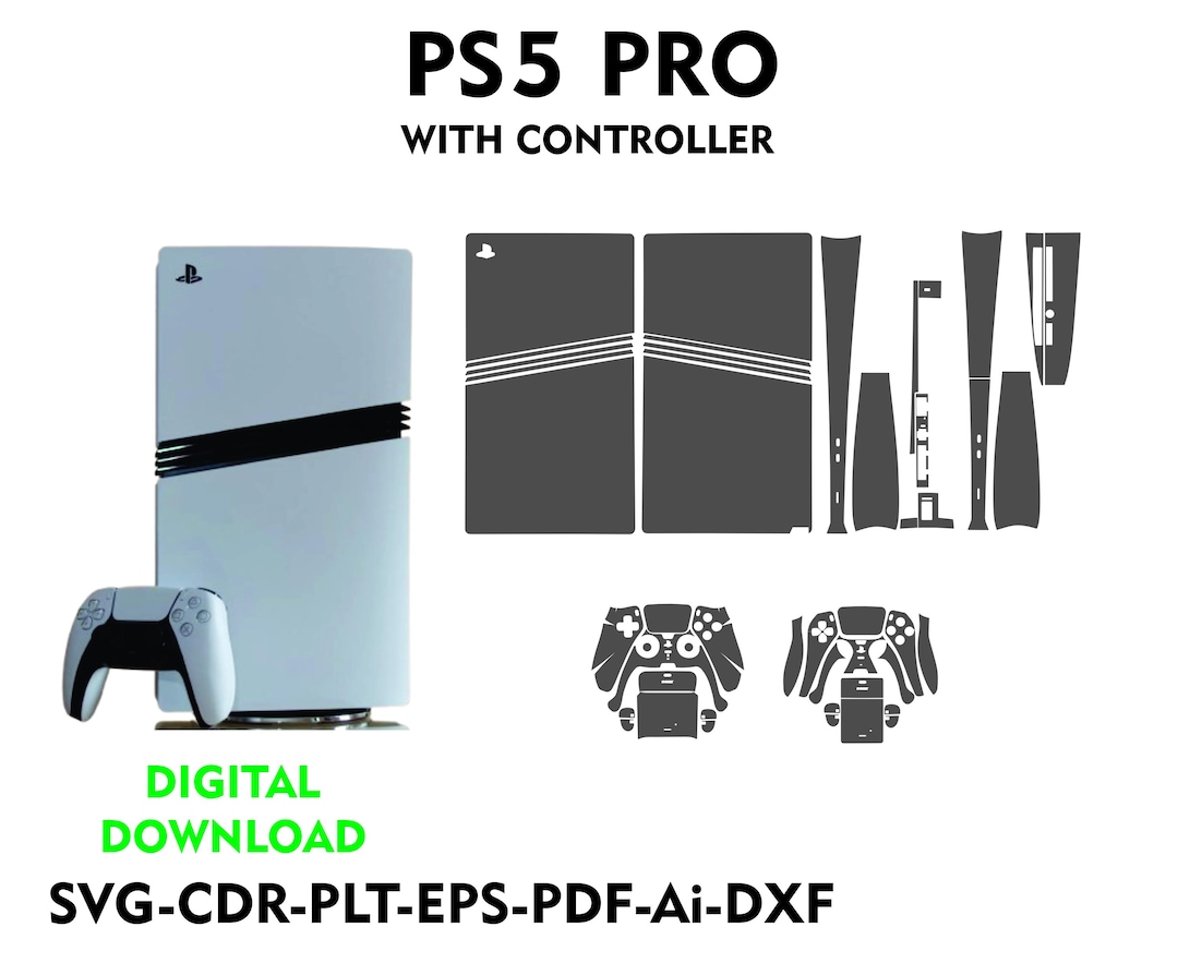 Playstation PS5 PRO Skin Cut File Skin Vector Template With Controller ...
