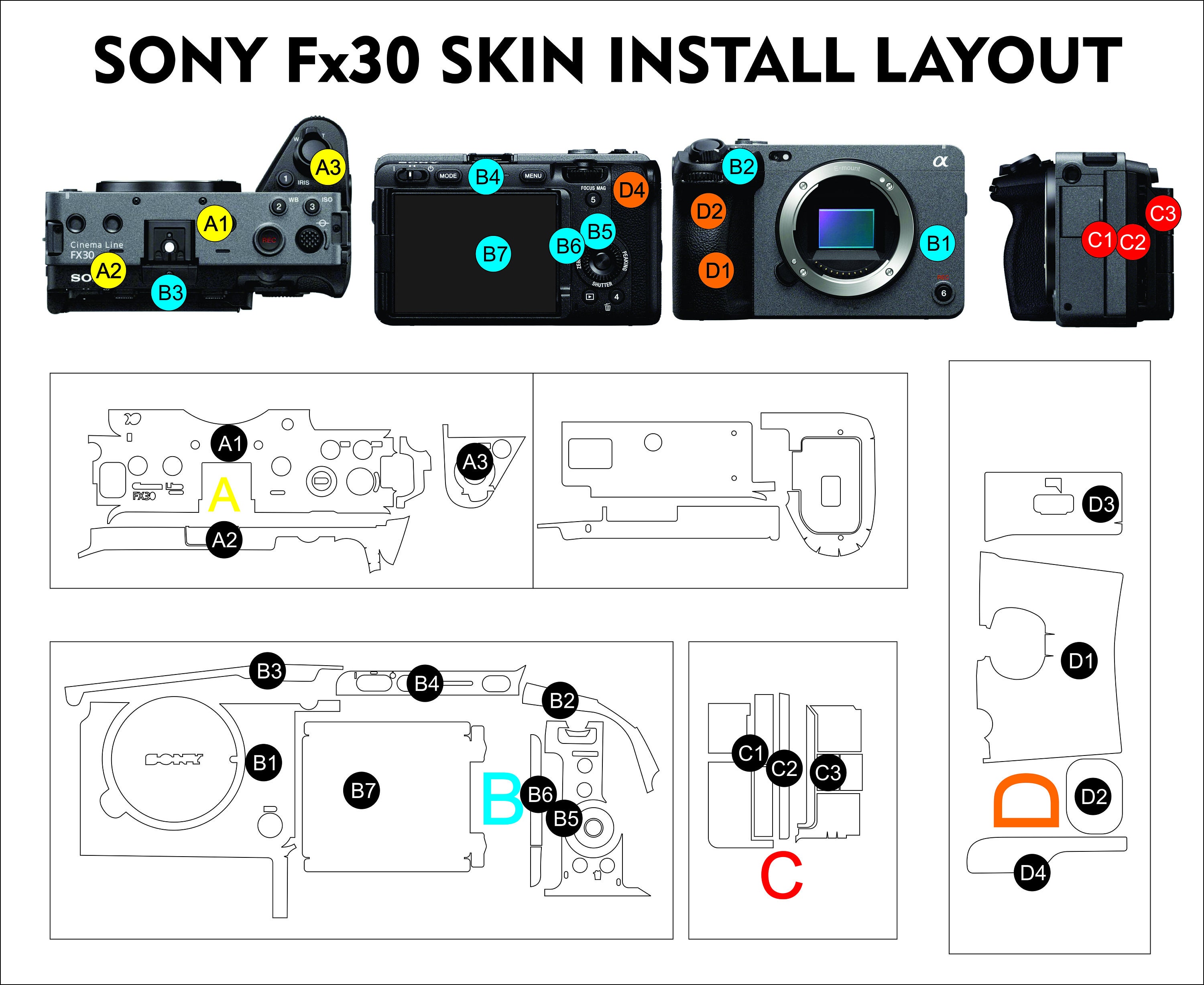 Sony Fx 30 Skin Template Vector File Skin Layout Skin Die Cut - Etsy