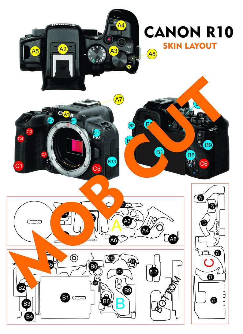 Canon Eos R10 Skin Vector Template File Skin Layout - Etsy