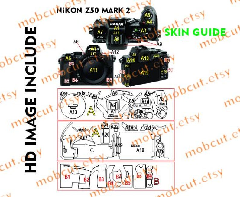 NIKON Z50 Mark 2 Nikon M50ii Skin Cut File Full Wrap Vector Template - Etsy