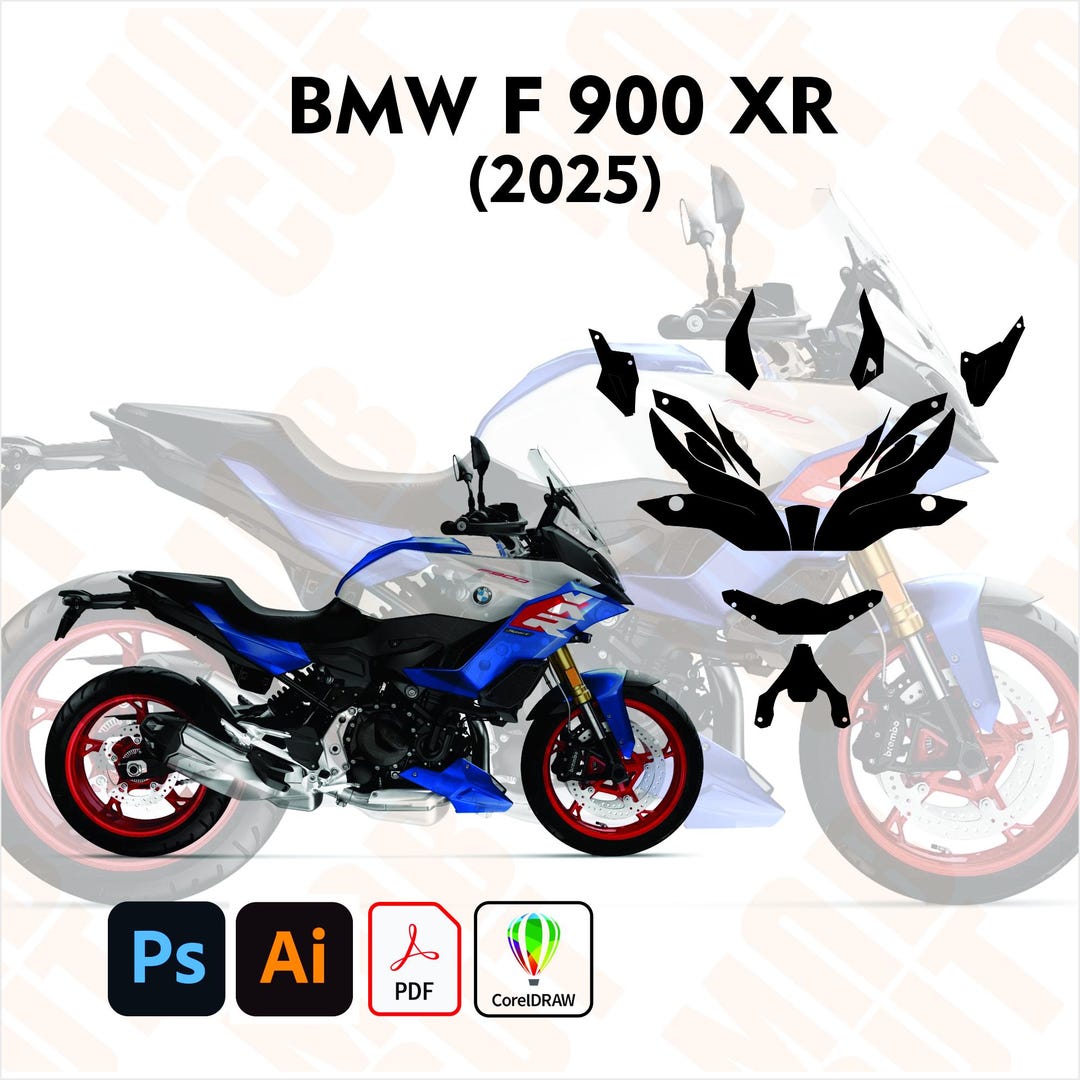 BMW F 900 XR 2025 Wrap Template Vector Cut File Exact Fit Decal Kit 1:1 ...