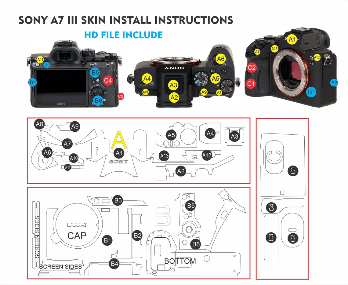 Sony A73 A7iii A7 Mark 3 Skin Complete Template Vector - Etsy