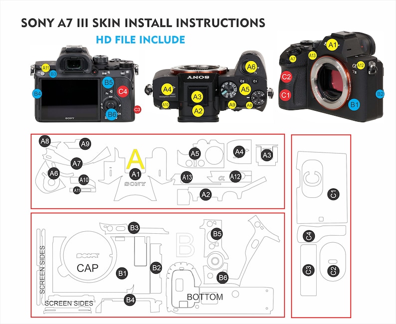 Sony A73 A7iii A7 Mark 3 Skin Complete Template Vector - Etsy