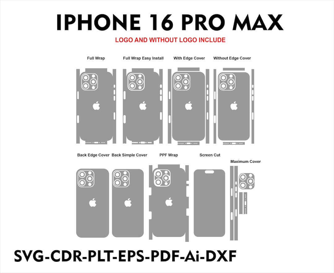 IPhone 16 Pro Max Skin Vector Skin Template File Skin Die Cuts Digital ...