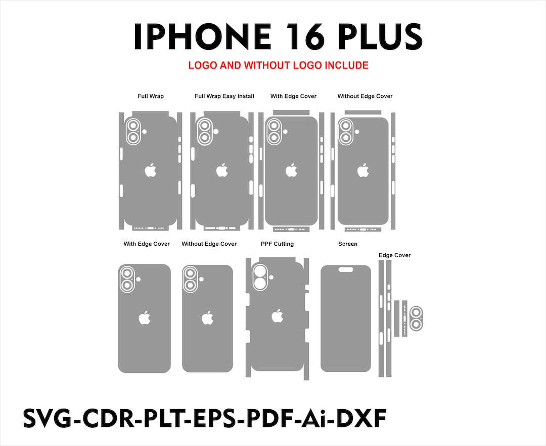 IPhone 16 Plus Skin Vector Skin Template File Skin Die Cuts Digital ...
