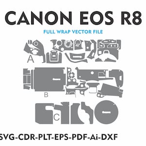 Modèle de skin canon eos r8 fichier vectoriel skin layout skin cut die ...