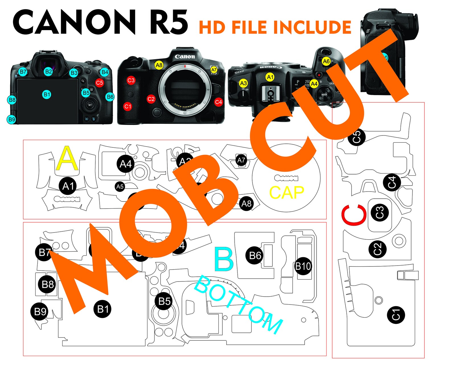 Canon Eos R5 Skin Template Vector File Templete Skin Die Cut - Etsy