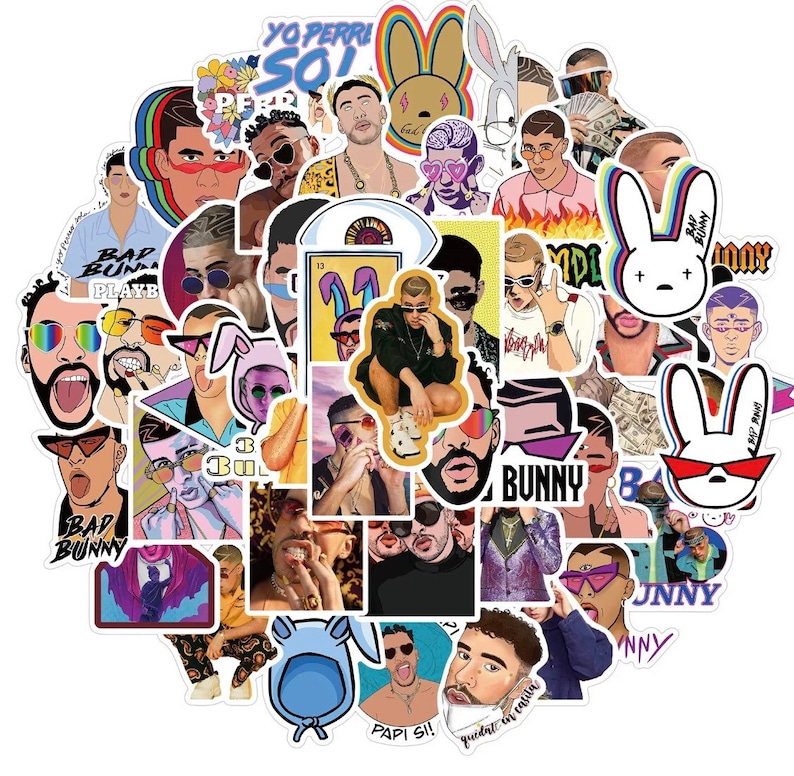 Bad Bunny Stickers Bad Bunny Singer Bad Bunny Laptop - Etsy