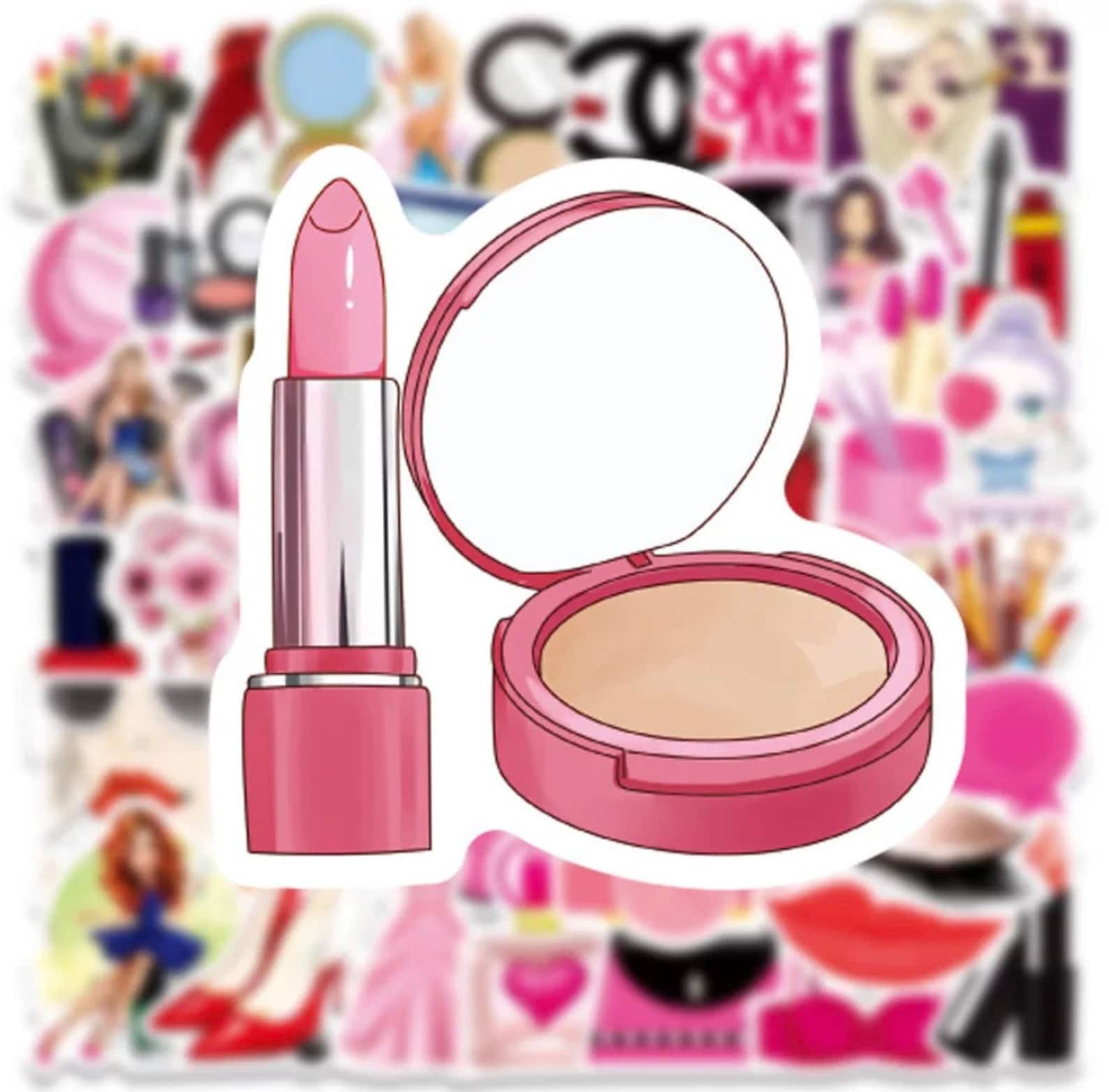 50 PCS Girly Stickers| Make-up Stickers | Laptop Stickers | Pink ...