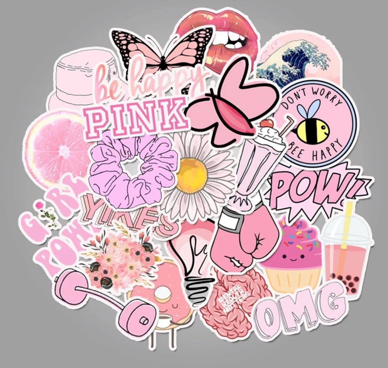 50 Pieces VSCO Pink Stickers Vinyl Waterproof PVC Cartoon - Etsy