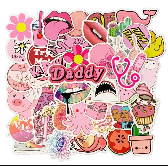 50 pieces Cute pink cartoon stickers vinyl stickers kids | Etsy