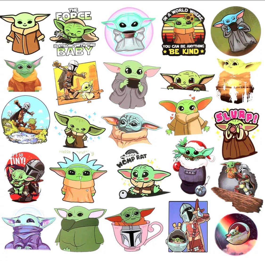 50 Pieces Baby Yoda Stickers | None Repetitive Stickers| Vinyl Stickers ...
