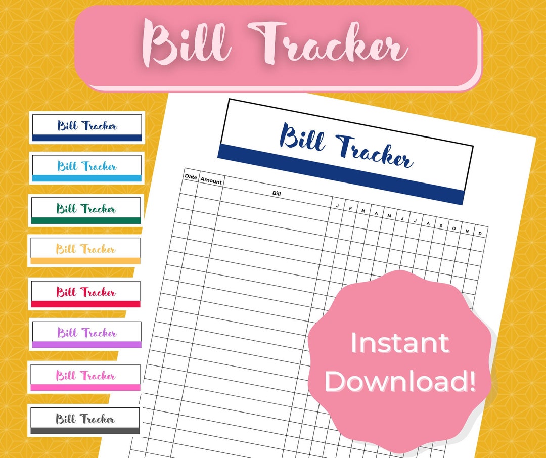 Printable Bill Tracker - Etsy