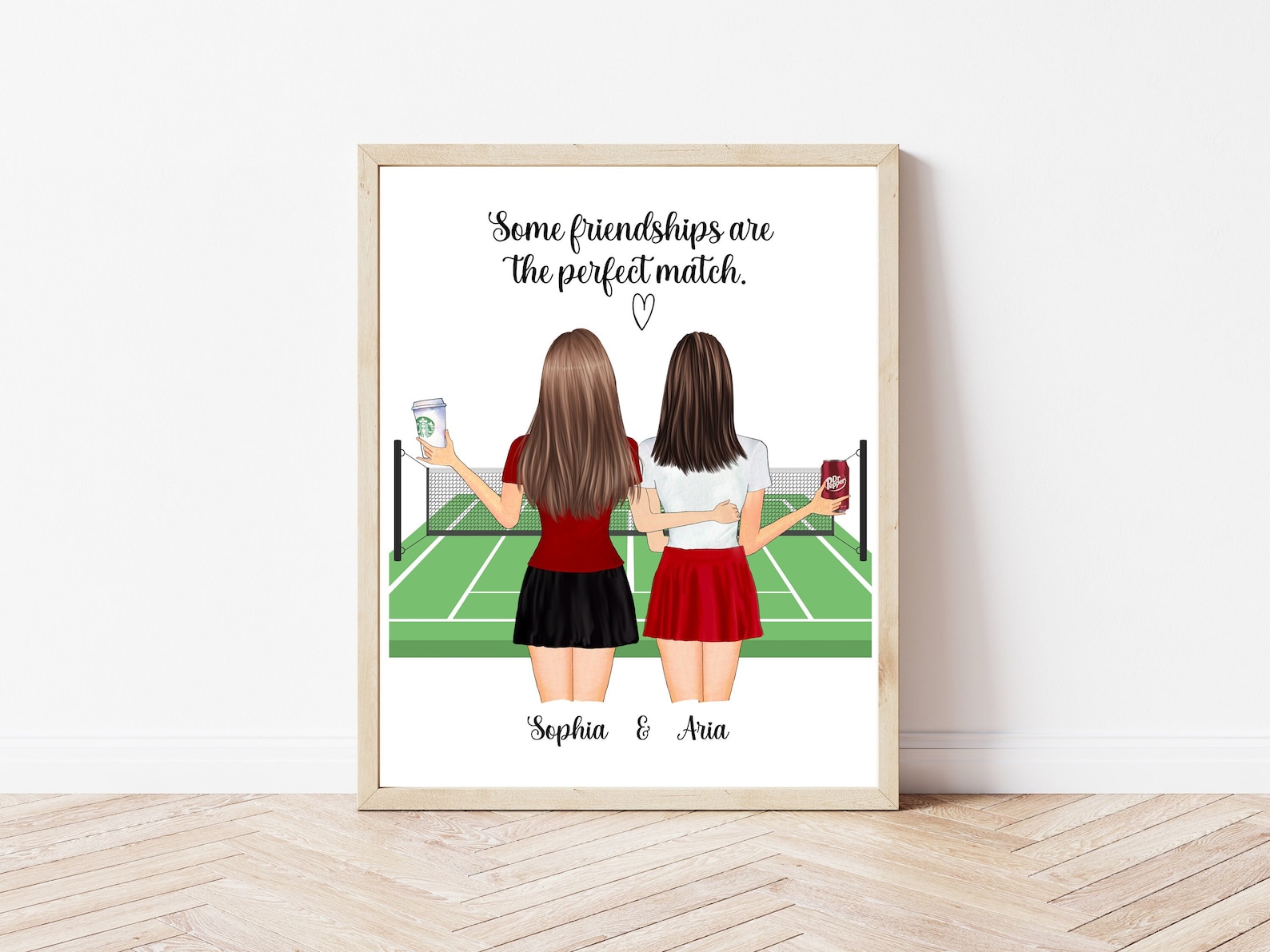 Tennis BFF, Tennis Double, Friendship Print, Paddle Friend Gift, Gift ...