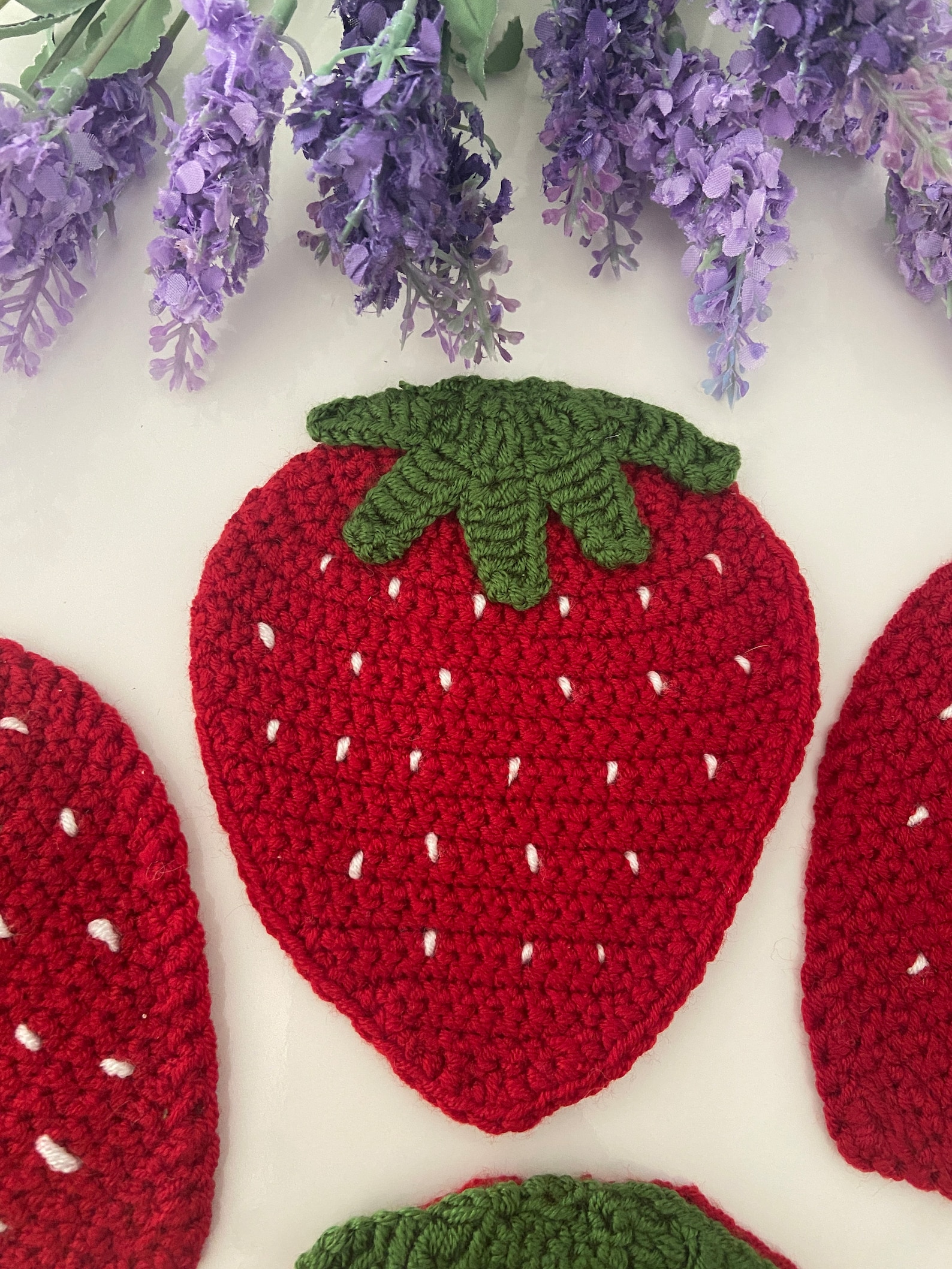 Crochet Strawberry Coaster Strawberry Decor Crochet Coaster - Etsy