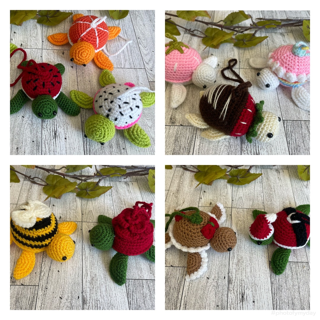 Turtle Crochet Turtle Stuffed Animal Strawberry Turtle Lemon - Etsy