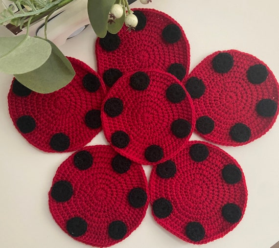 Ladybug Coaster / Crochet Coaster / Ladybug Decor - Etsy