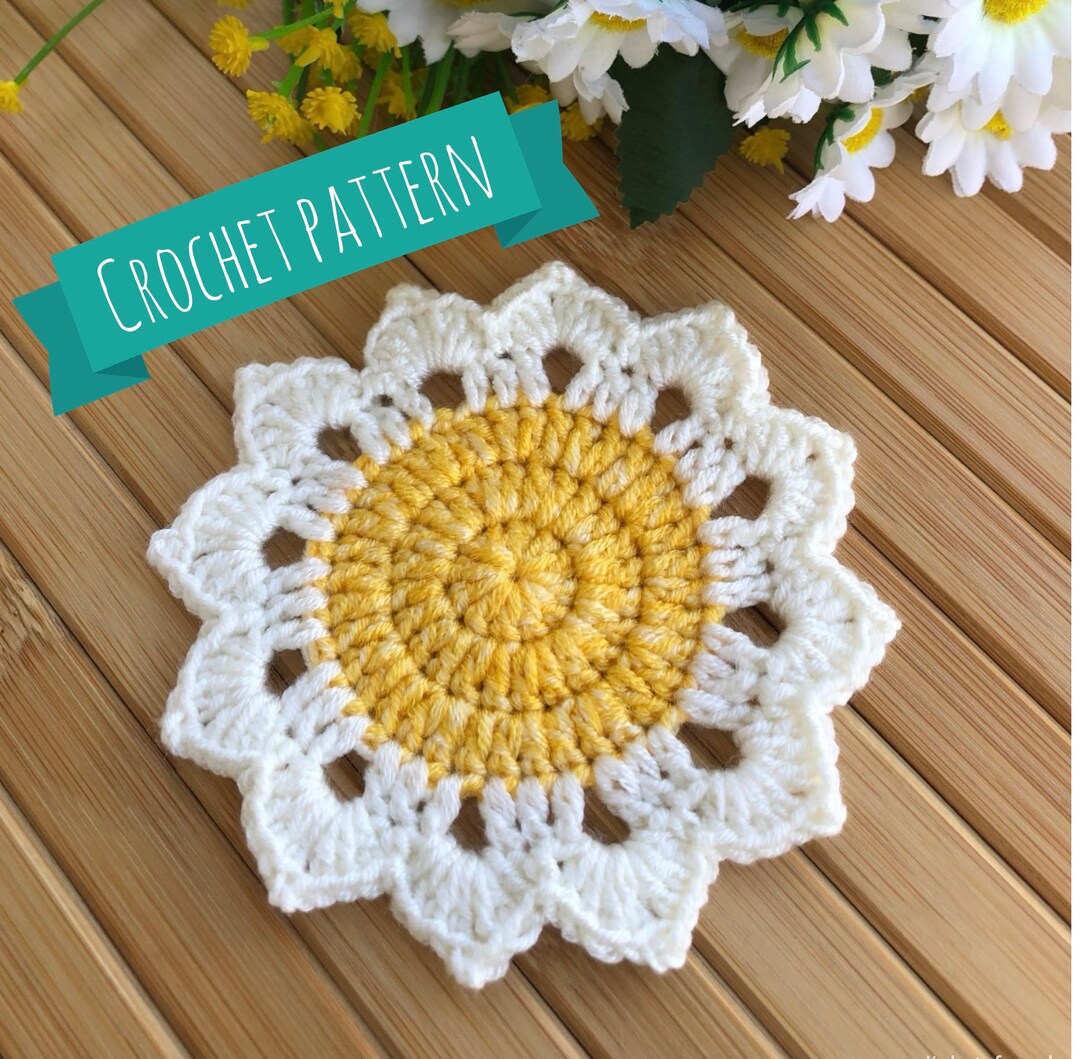 Crochet Daisy Coaster Pattern Daisy Coaster Pattern Crochet Flower ...