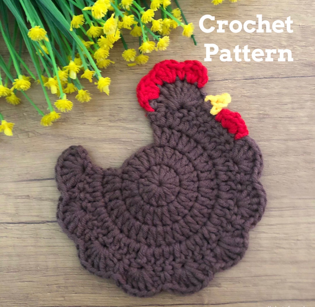 Crochet Chicken Coaster Pattern: Farmhouse Thanksgiving Decor (PDF ...