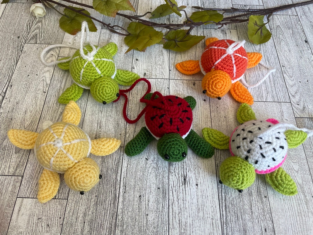 Turtle Crochet Mini Turtle Stuffed Animal Strawberry Turtle Lemon ...