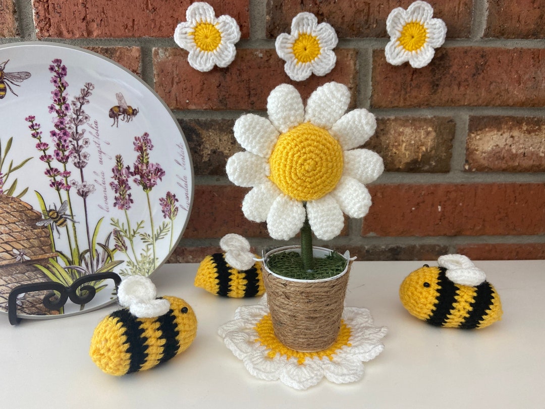 Crochet Daisy Crochet Daisy in Pot Crochet Flower Gift for Her Gift for ...