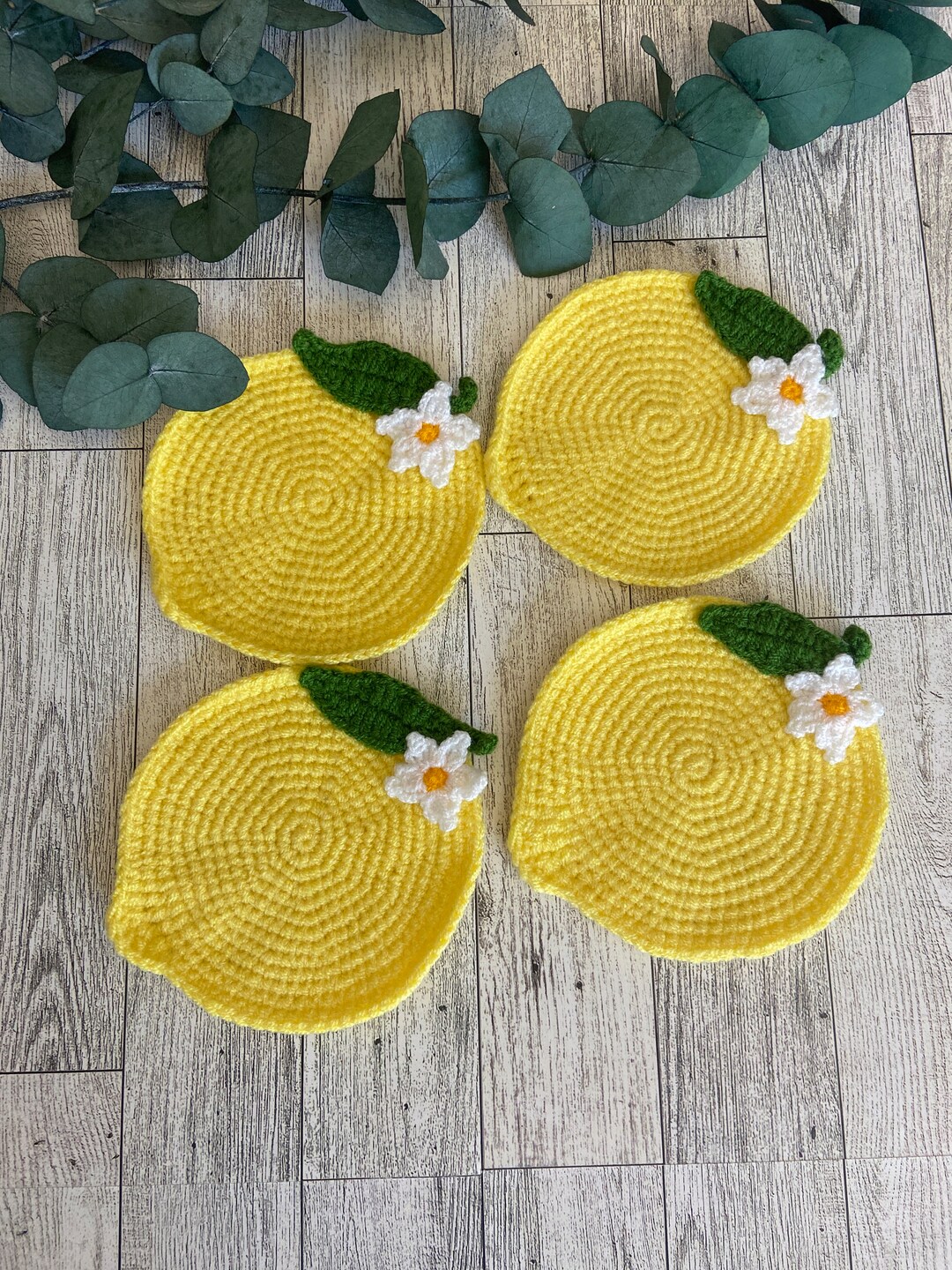 Lemon Coaster Lemon Decor Crochet Coaster Lemon Themed Kitchen Decor ...