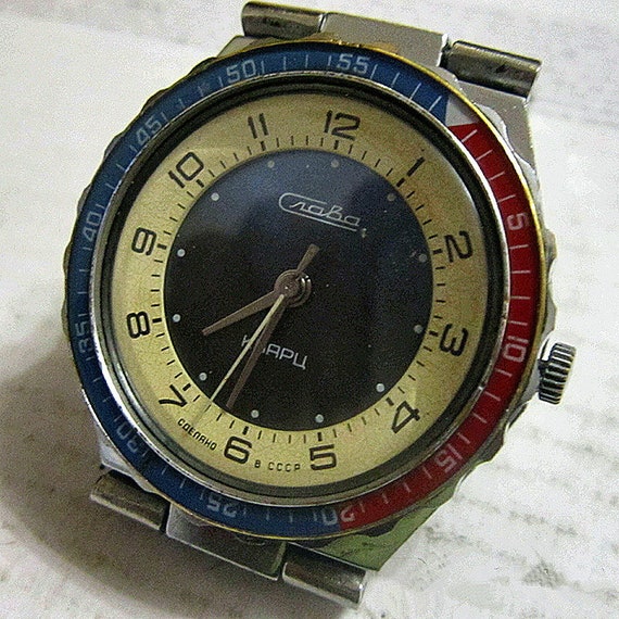 SLAVA Pepsi Wristwatch, Vintage watch Slava, Soviet W… - Gem