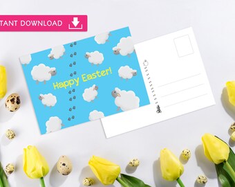 Printable Easter Card, Digital Postcard, Easter Greeting Card, Easter ...